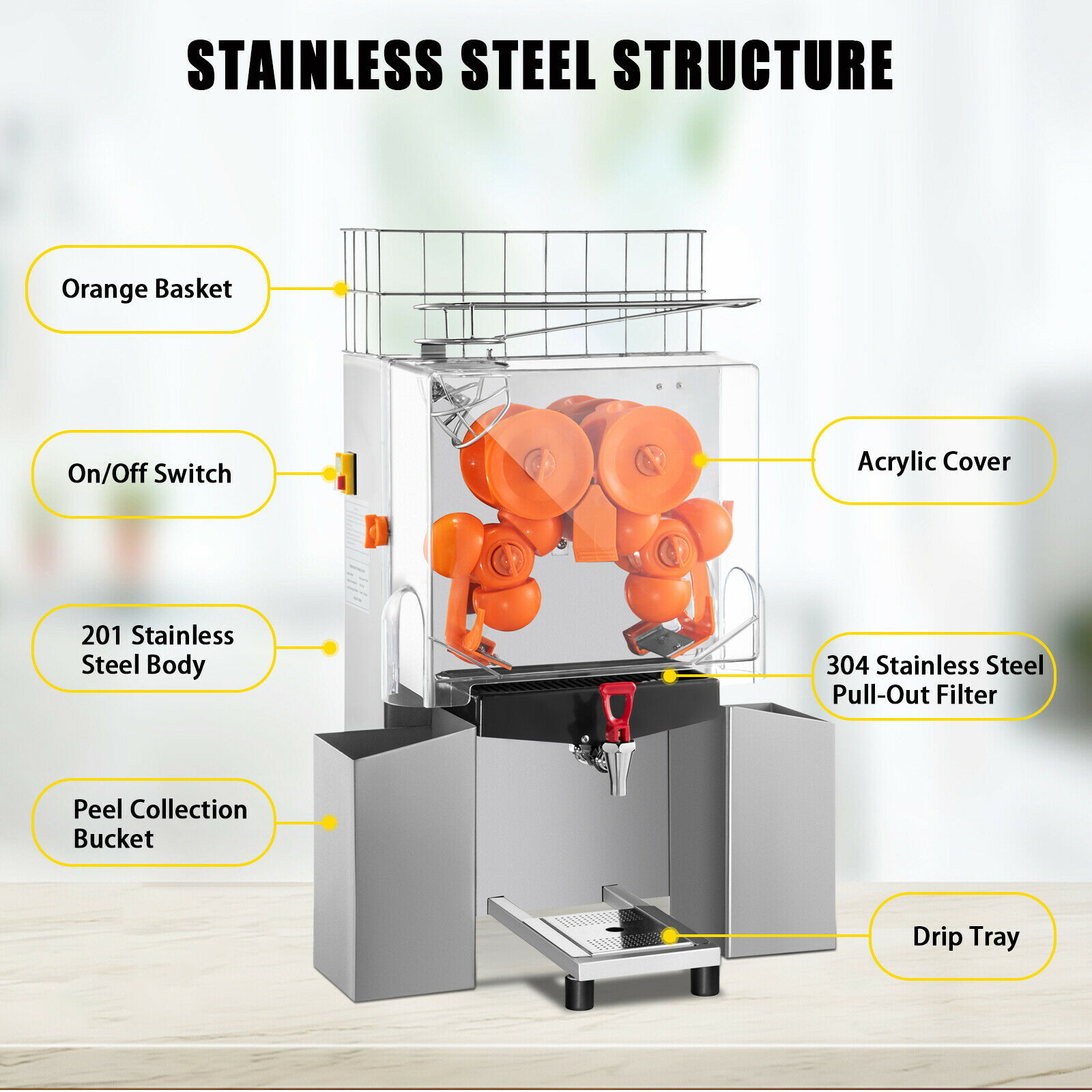 120W Squeezing Automatic Citrus Orange Juicer Machine